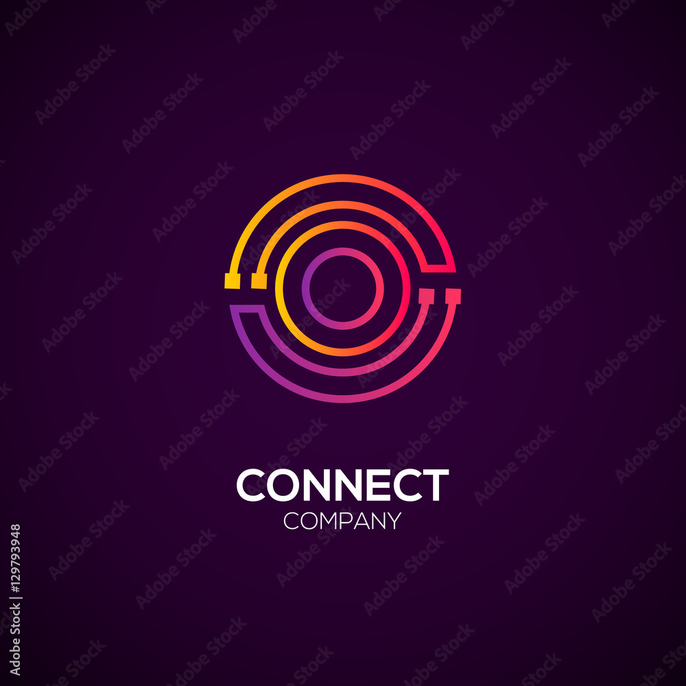 Letter O logotype Purple and Orange color,Technology and digital ...