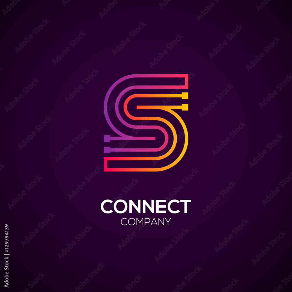 Letter S logotype Purple and Orange color,Technology and digital ...