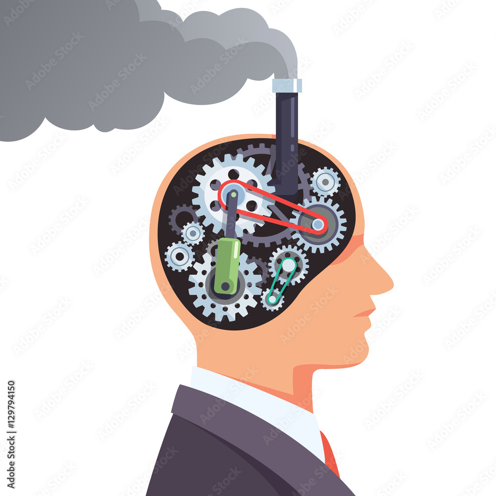 Steampunk brain engine with cogs and gears Stock Vector | Adobe Stock