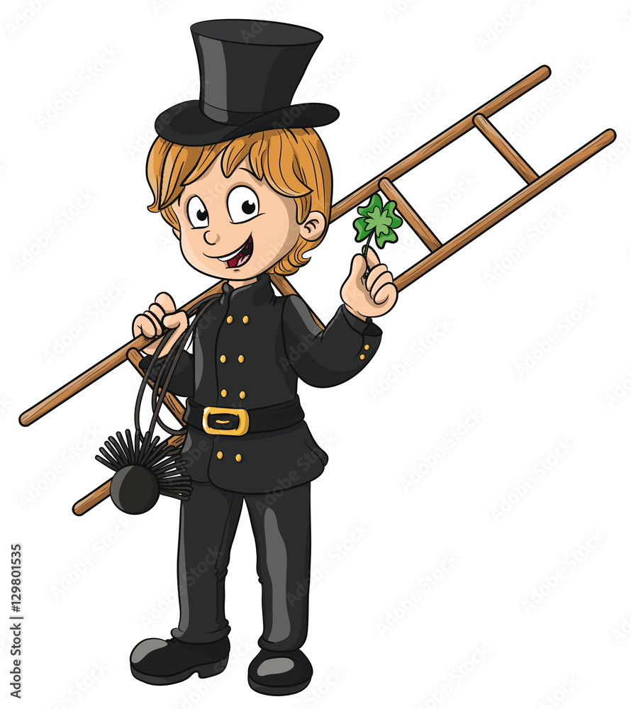 Vektor Illustration Eines Niedlichen Schornsteinfegers - Stock ...