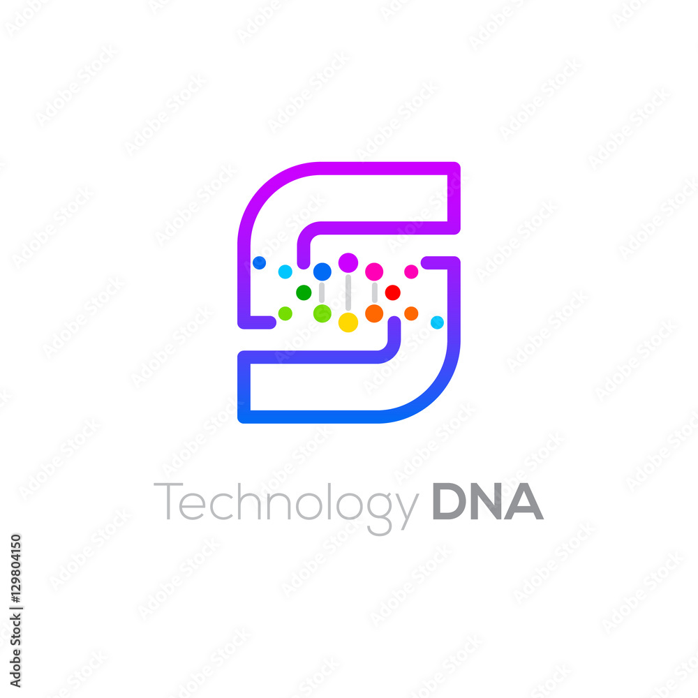 Letter S colorful with abstract biotechnology dna logotype. Medicine ...