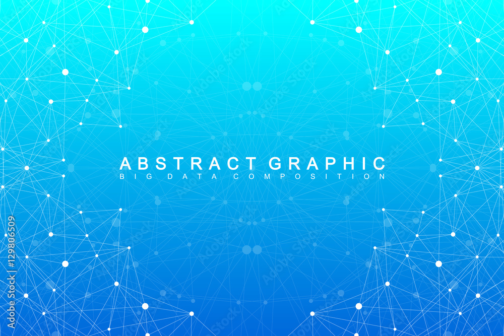 Geometric graphic background molecule and communication. Big data ...