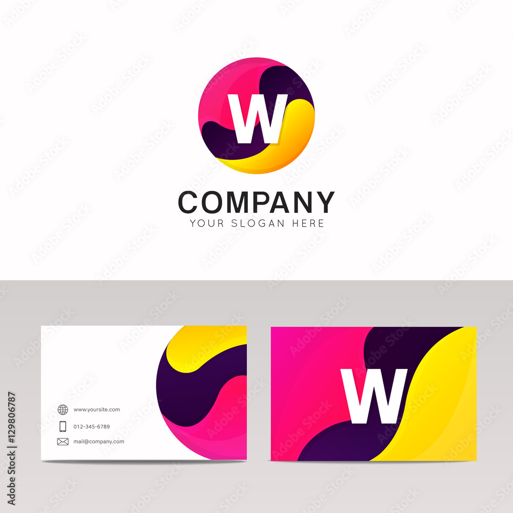 Fun round W letter logo sign. Abstract circle shape icon vector Stock ...