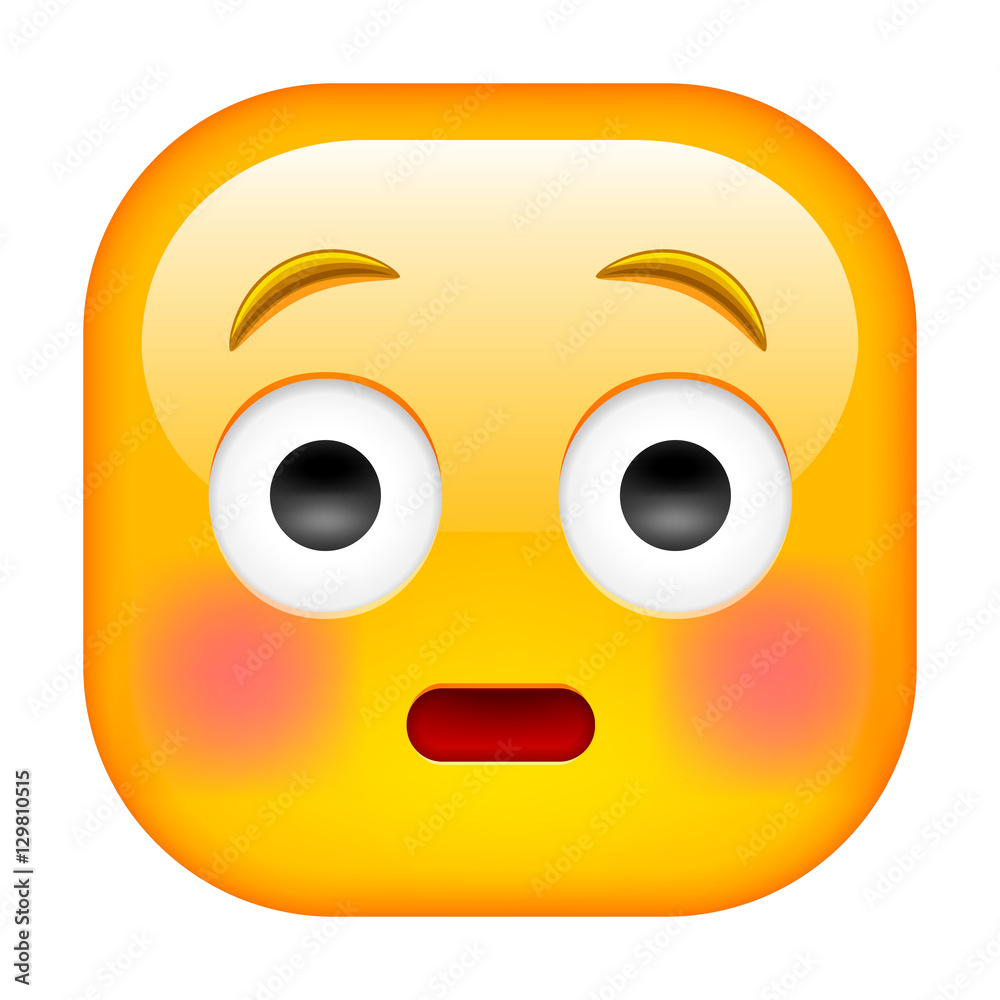 Embarrassed Emoticon with Flushed Red Cheeks Stock Vector | Adobe Stock