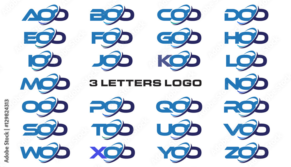 3 letters modern generic swoosh logo AOO, BOO, COO, DOO, EOO, FOO, GOO ...