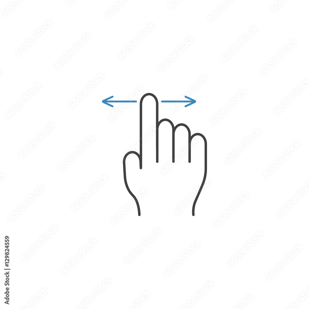 Finger Drag line icon, touch & hand gestures, vector graphics, a Stock ...