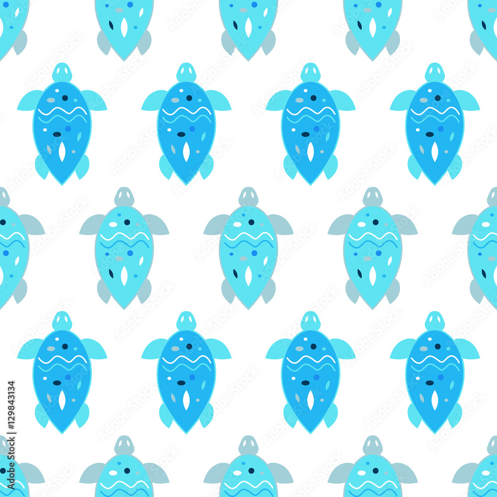 Seamless turtle symbol background. Vector blue and white pattern Stock ...