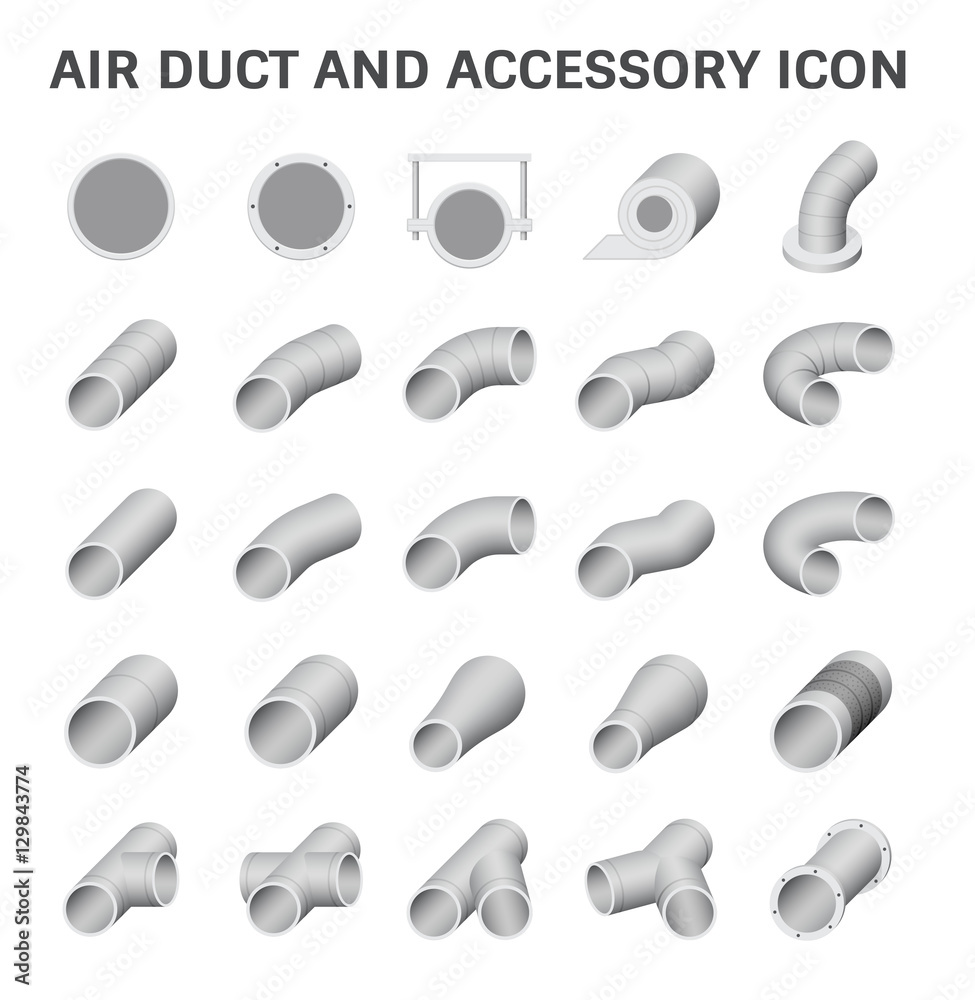 Vector icon of air duct pipe fitting for air conditioner and HVAC ...