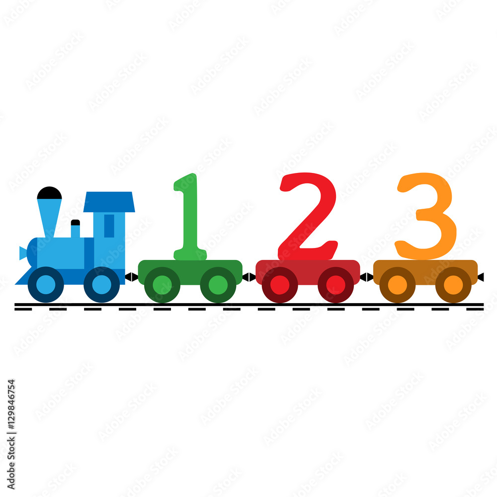 Vector illustration of a toy train with 1 2 3 numbers Stock Vector ...