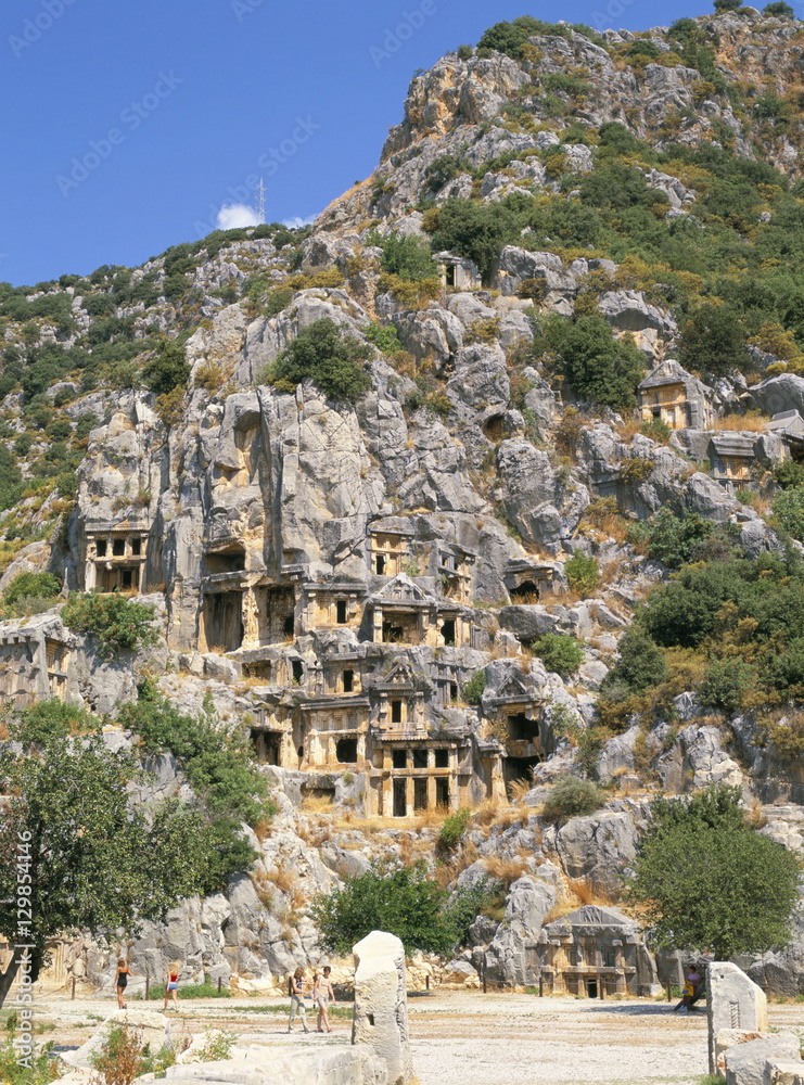Tombs at ancient Lycian ruins, Myra, Anatolia, Turkey Minor Stock Photo ...