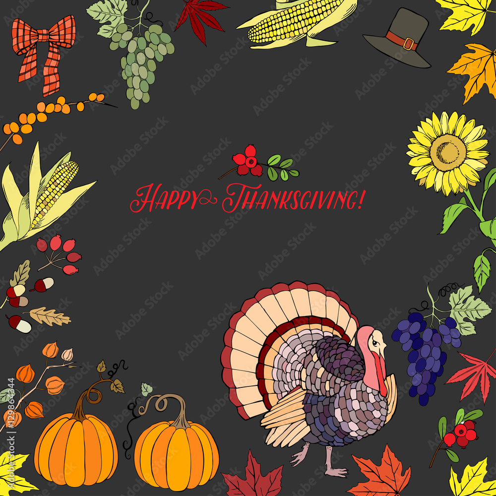 Thanksgiving Day Decorations Stock Vector | Adobe Stock