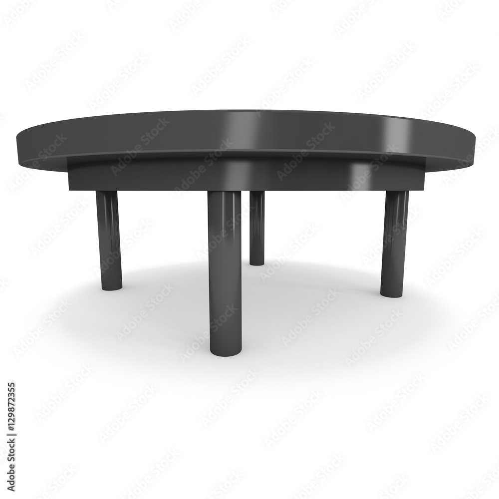 Black Round Table. 3D render isolated on white. Platform or Stand ...