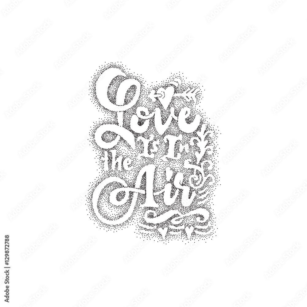 Love is it in air Hand-lettering text . Handmade vector calligraphy for ...