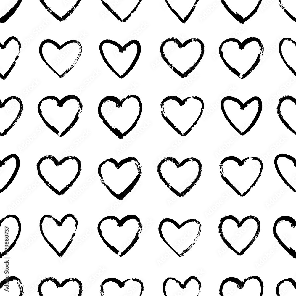 Seamless vector pattern of different hearts Stock Vector | Adobe Stock