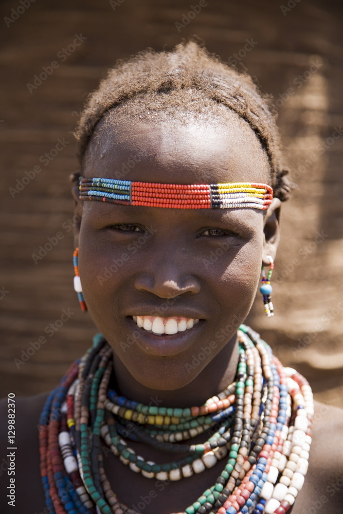 Portrait of a girl of the Galeb tribe, Lower Omo Valley, Ethiopia Stock ...