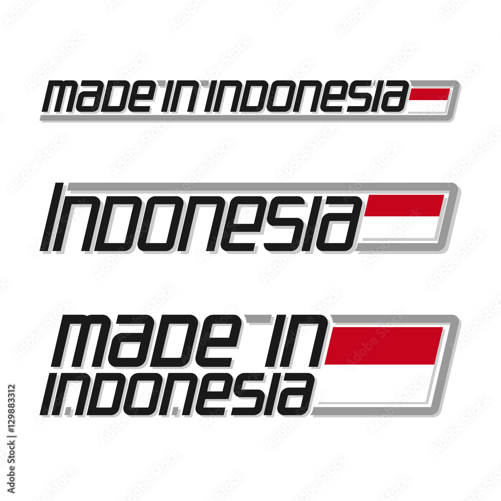 Vector illustration "made in Indonesia", set isolated indonesian simple ...