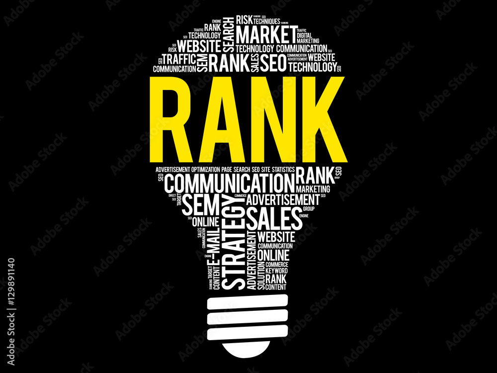 RANK bulb word cloud collage, business concept background Stock Vector ...