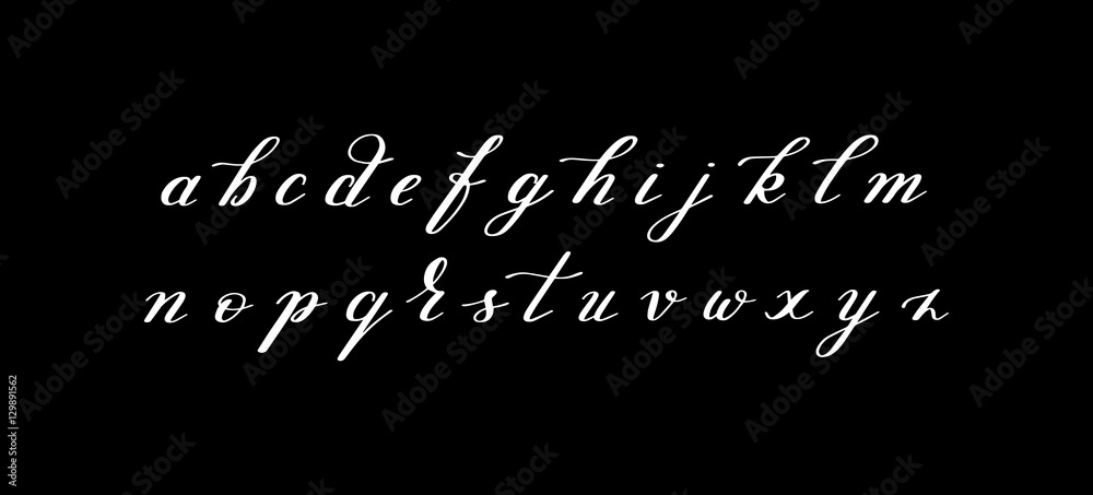 black and white hand lettering alphabet design, handwritten brus Stock ...
