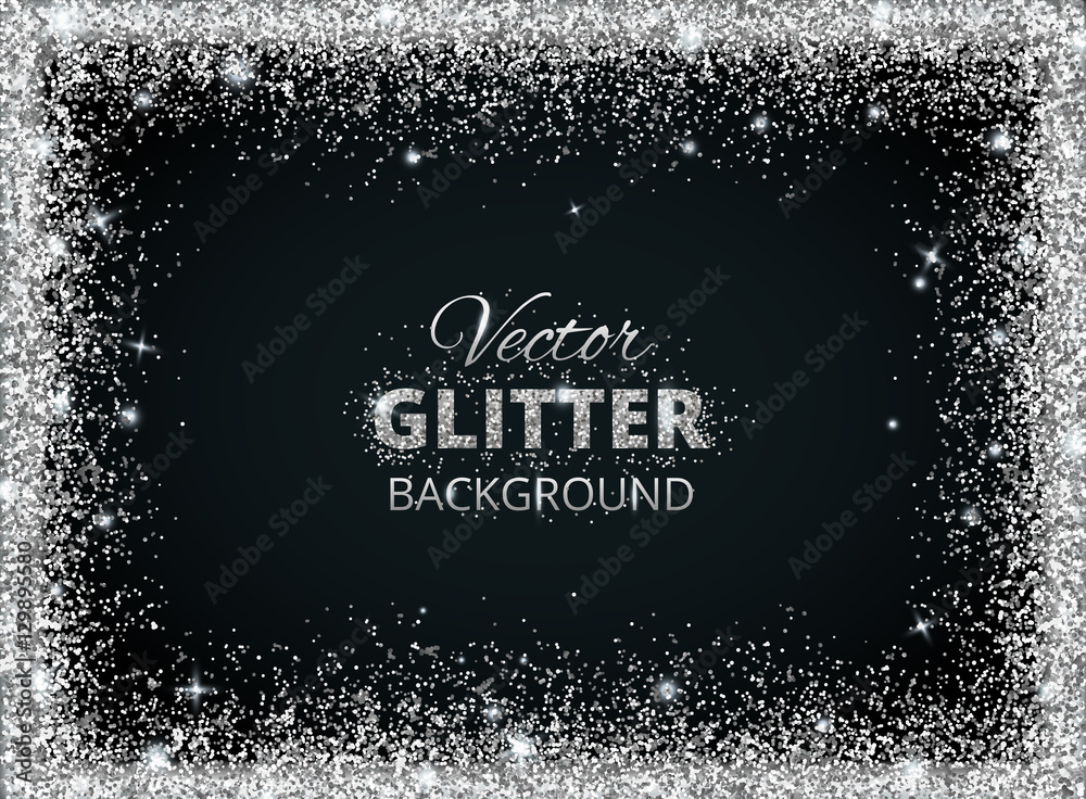 Shiny background with silver glitter frame and space for text Stock ...
