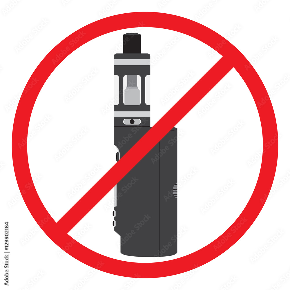No vape sign, prohibition. No smoking vaporizer area. Flat style Stock ...
