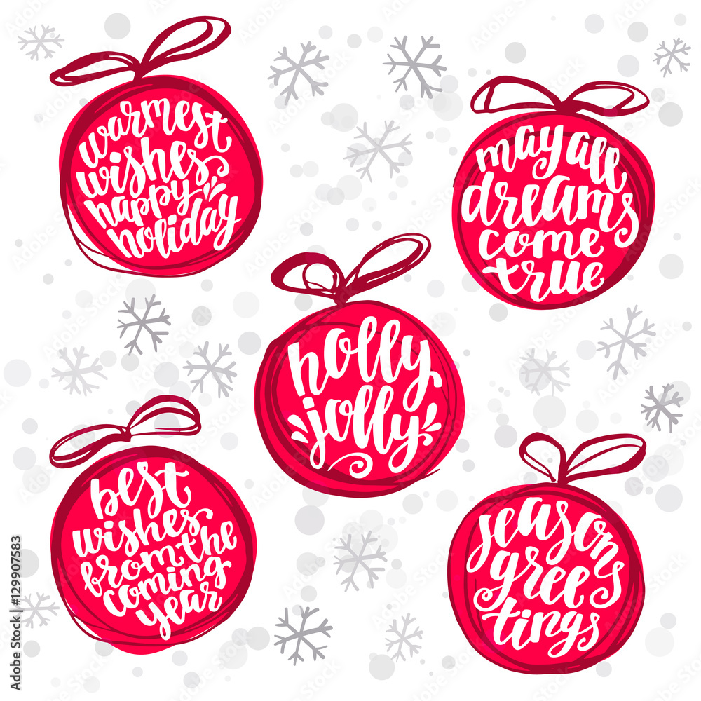Christmas ball word cloud, holidays hand lettering collage. Stock ...