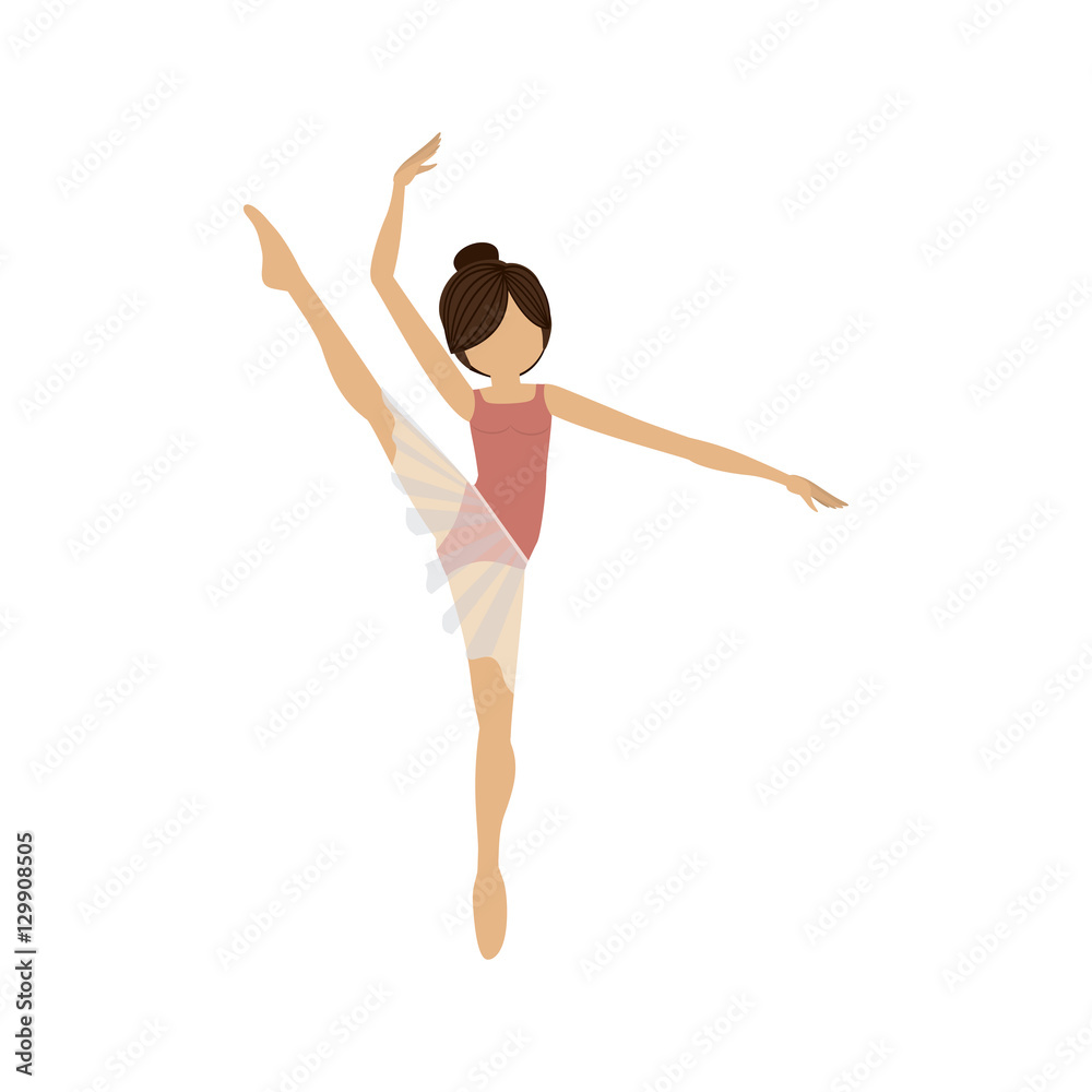 Girl practice ballet icon. Dancer sport person health and balance theme ...