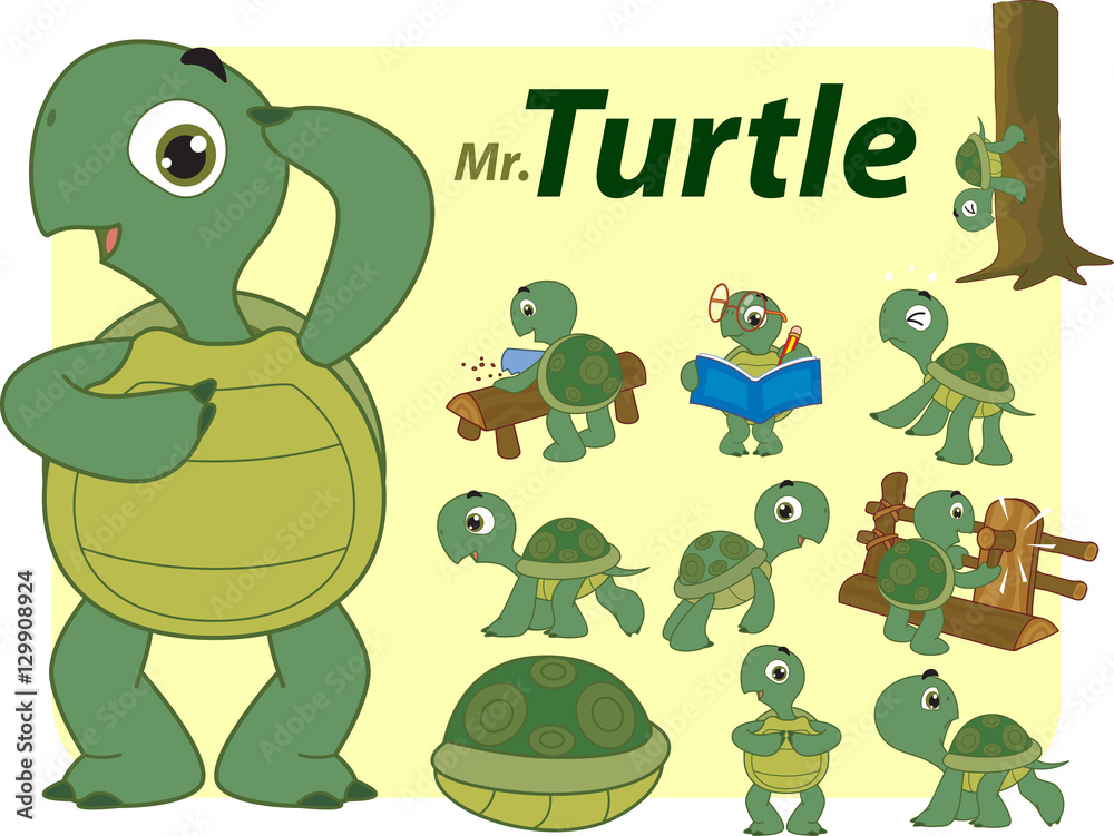 Vector illustration of Turtle cute cartoon Stock Vector | Adobe Stock