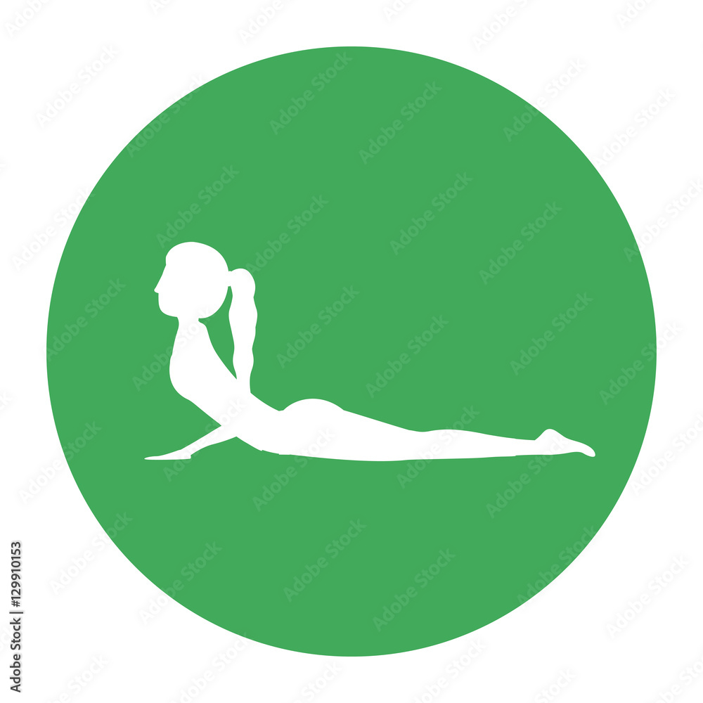 Girl practice stretch icon. Fitness person sport health and balance ...