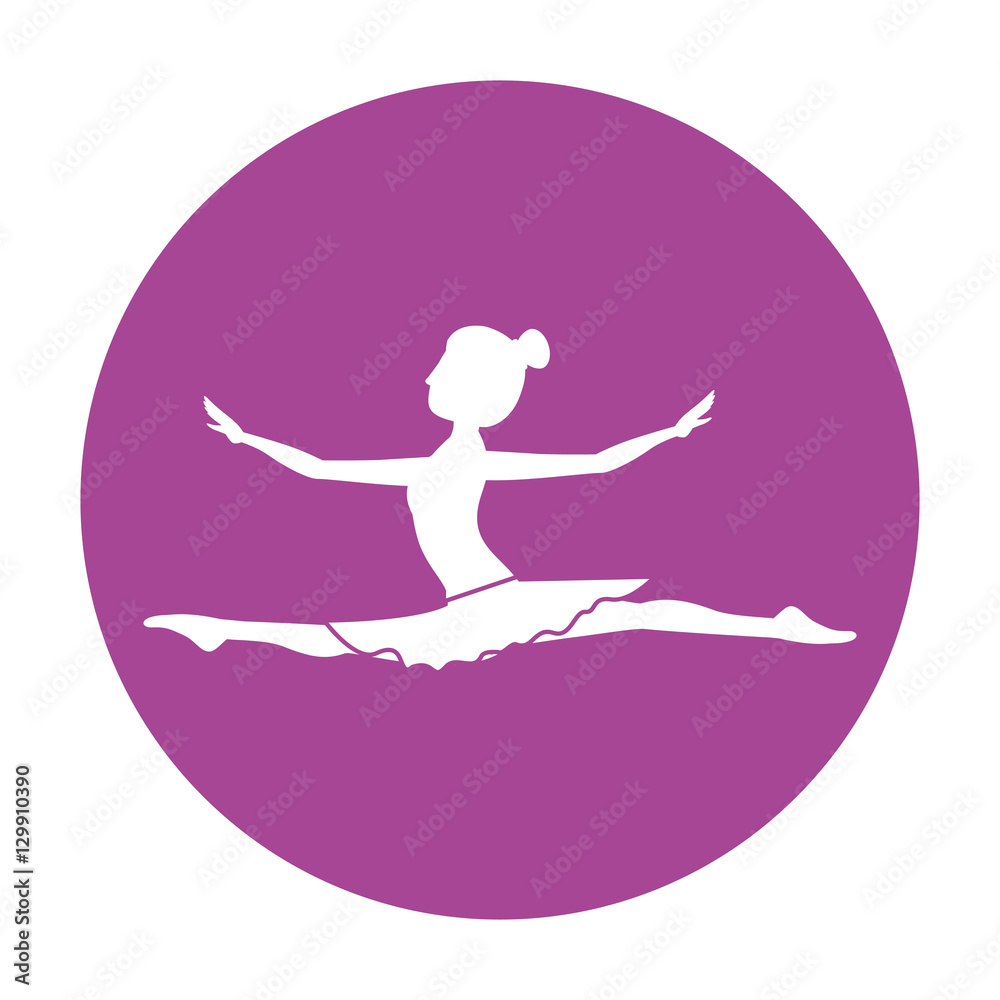 Girl practice ballet icon. Dancer sport person health and balance theme ...