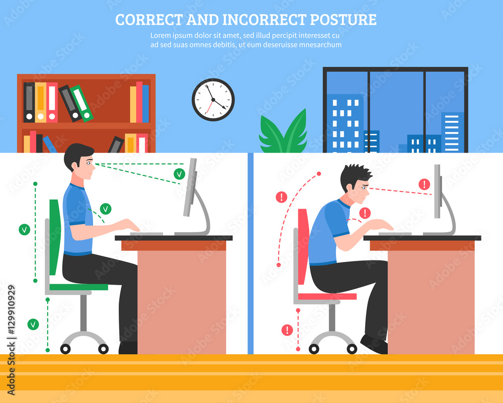 Spine Sitting Postures Illustration Stock Vector | Adobe Stock