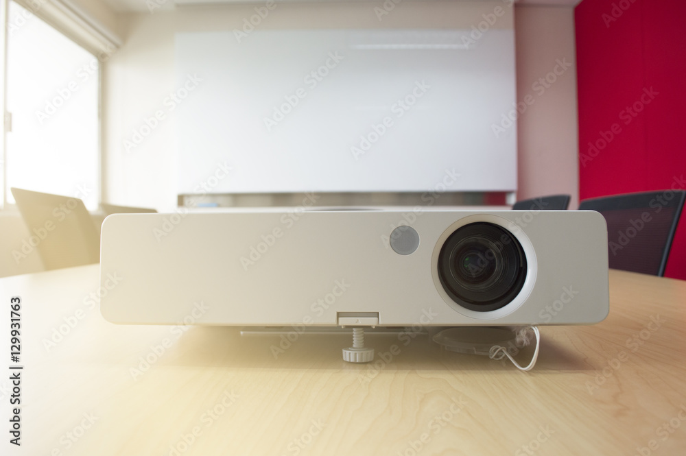 projector presentation in meeting room white board sunlight from window ...