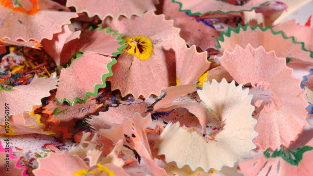 Vidéo Stock Colorful pencil remains on table, using pencils for drawing ...