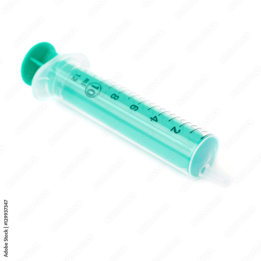 Medical syringe without needle isolated over white background Stock ...