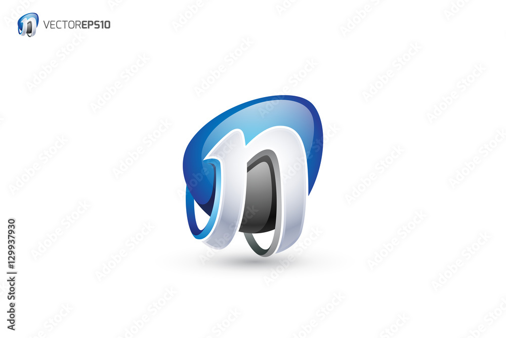 N Logo - Abstract Letter N 3D Logo Stock Vector | Adobe Stock