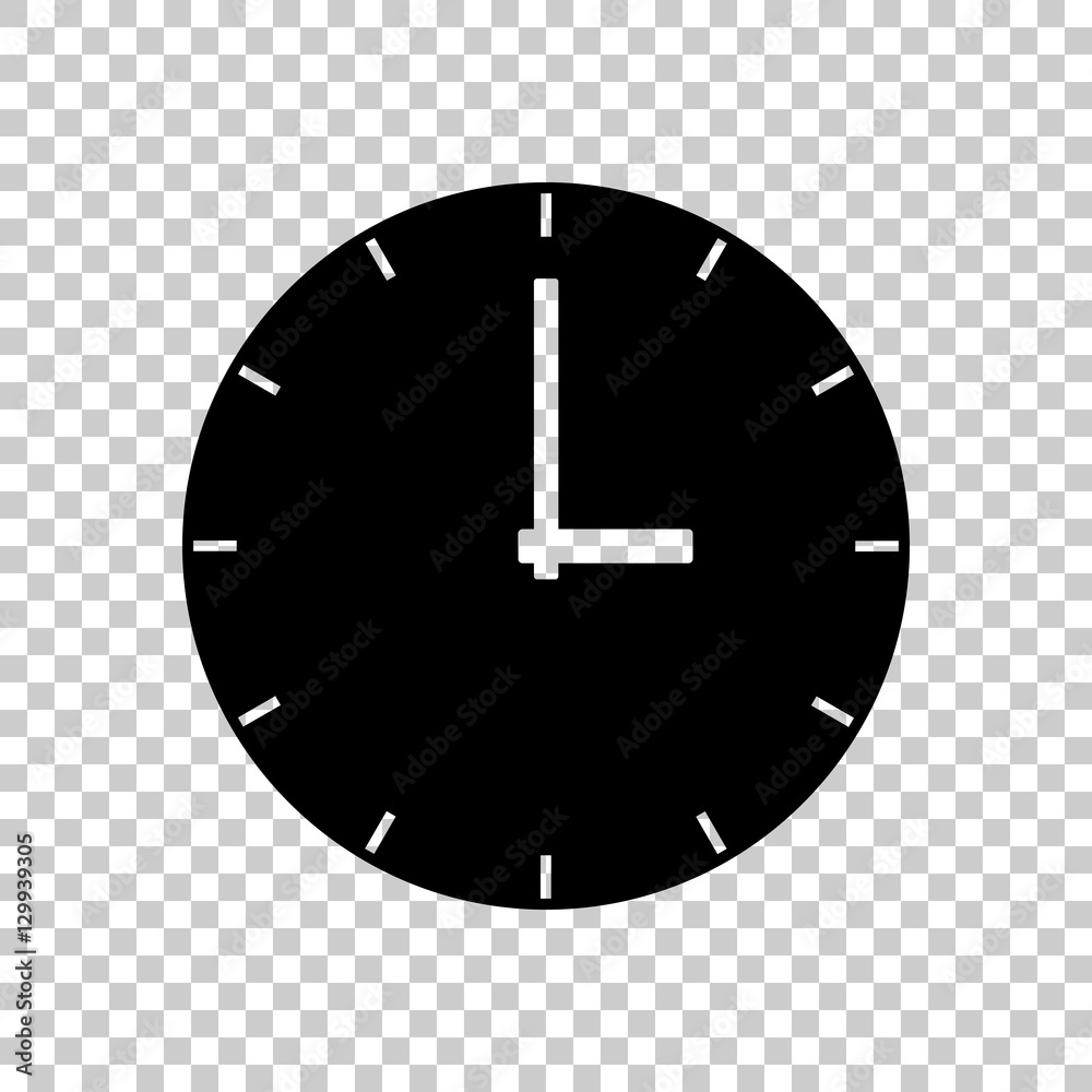 Simple clock icon. Black icon on transparent background. Stock Vector ...