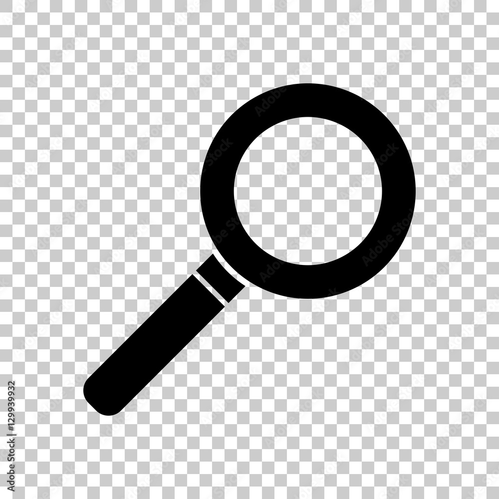magnifying glass icon. Black icon on transparent background. Stock ...