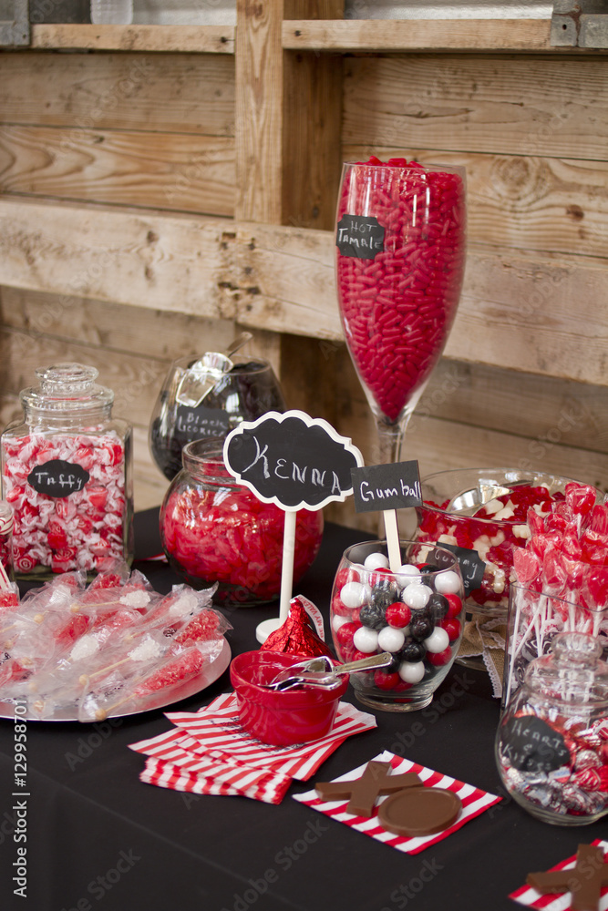 Red Wedding Candy Buffet