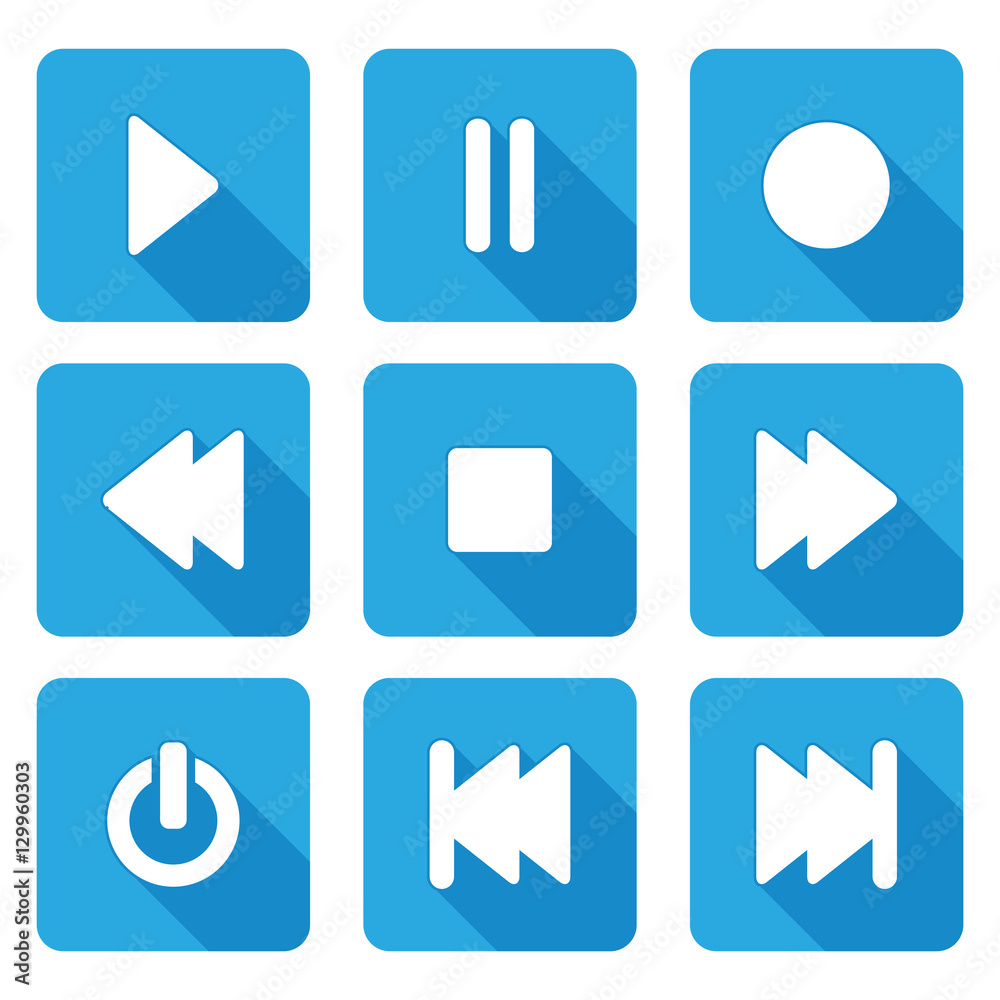 flat style multimedia icons for web and mobile application - vector ...