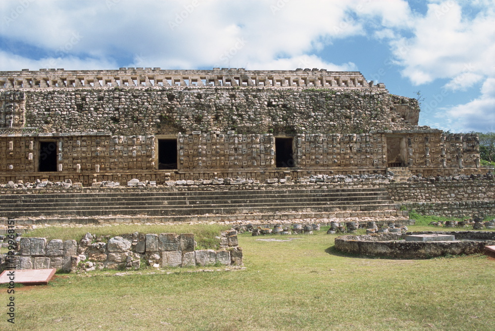 Codz Poop (Palace of Masks), Puuc Mayan site, Kabah, Yucatan, Mexico ...