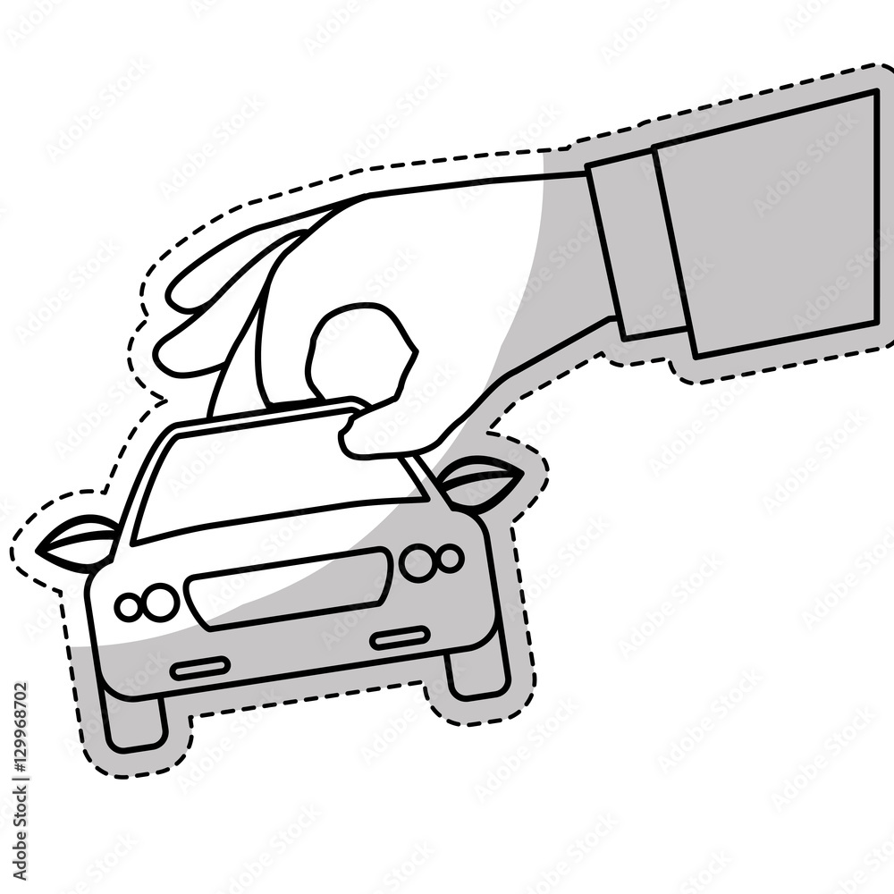 hand holding a car vehicle icon over white background. vector ...