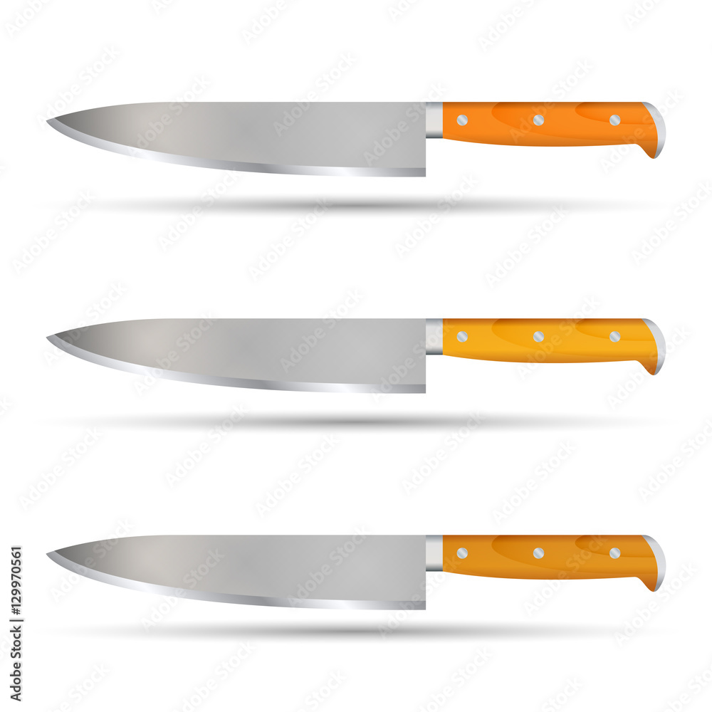 Realistic knife with wooden handle isolated on white background. Stock ...