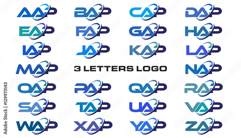 Vettoriale Stock 3 letters modern generic swoosh logo AAP, BAP, CAP ...