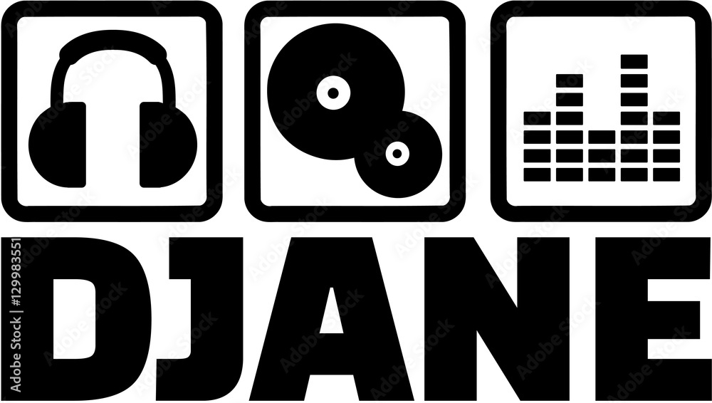 Djane icons. Headphones, vinyl and equalizer. Stock Vector | Adobe Stock