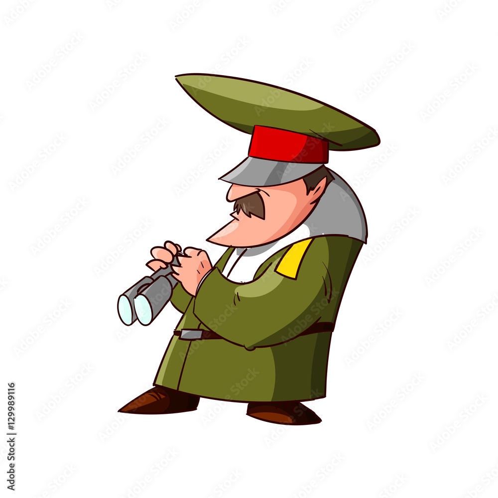 Colorful vector illustration of a cartoon general with mustache Stock ...