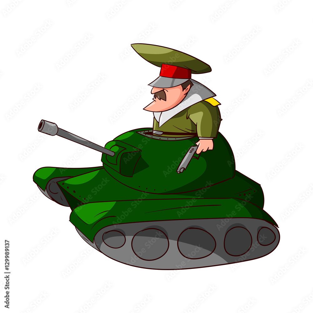 Colorful vector illustration of a cartoon general with mustache Stock ...