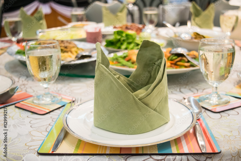 apron on Dining table Stock Photo | Adobe Stock