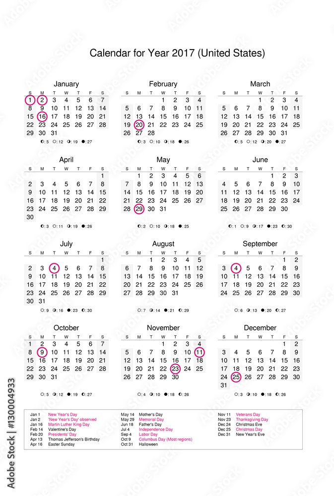 Calendar of year 2017 with public holidays and bank holidays for United ...