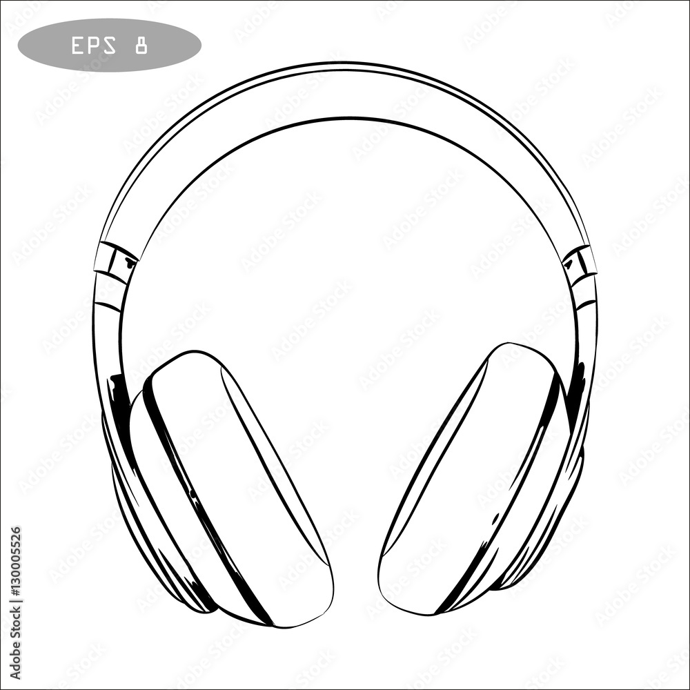 vector hand-drawn sketch of headphones Stock Vector | Adobe Stock