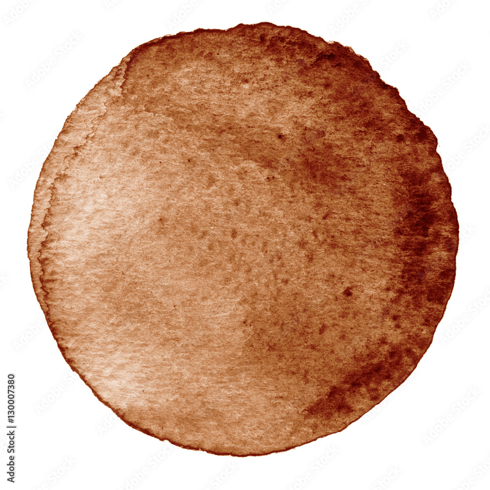 Brown watercolor circle. Stain with paper texture. Design element ...