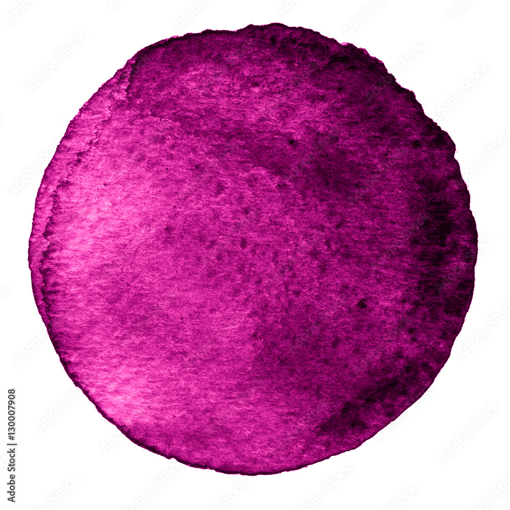 Purple watercolor circle. Stain with paper texture. Design element ...